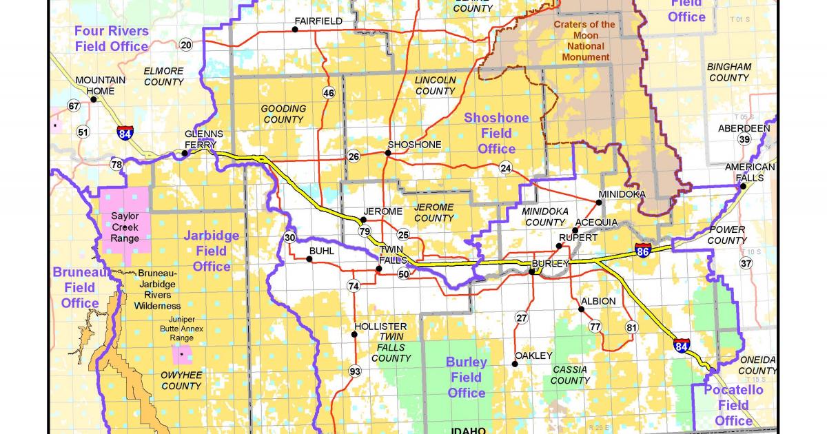 Twin Falls District Map Bureau Of Land Management